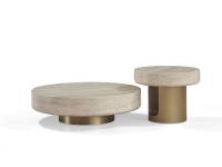 China Round Travertine Coffee Table 100cm with Stainless Steel Base for Modern Living Room for sale