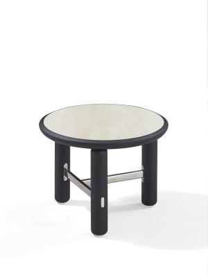 China Modern Round Marble Coffee Table 60cm Ceramic Top Wood Legs Living Room Furniture for sale