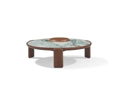 China Minimalist Artificial Marble Coffee Table Set Round 110cm Diameter for Living Room for sale