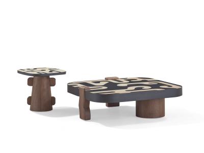 China Square Box Coffee Table MDF Veneer Wood 100x100x30.5cm Italy Style Center Tea Table for Home Villa for sale