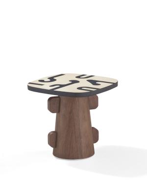 China Italian Minimalist Square Coffee Table 46x46x43 cm MDF Veneer Wood Living Room Hotel Furniture for sale