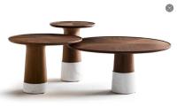 China Modern Coffee Table Set 3 Piece Italian Design MDF Walnut Veneer Marble Living Room Center Table for sale