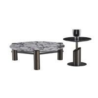 China Small Nordic Luxury Metal Coffee Table with Artificial Marble Top 106cm Round for Living Room for sale