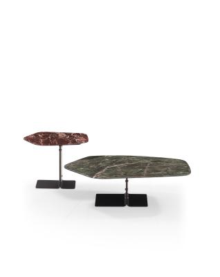 China Minimalist Irregular Shape Coffee Table Set with Marble Top 120x65x35.5 cm for sale