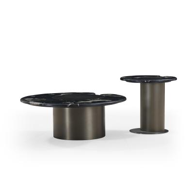 China Modern Artificial Marble Coffee Table Set 90cm with Stainless Steel Legs for Living Room for sale