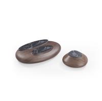 China Modern Walnut Wood Oval Marble Coffee Table 90cm Center Table with Veneered Finish for sale