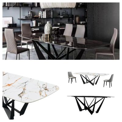 China Modern Luxury Marble Dining Table Room Set Dinning Table And Chair Set for 8 Sintered Stone Dining Table for sale