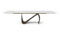 China Nordic Expandable Sintered Stone Dining Table 160/220x90x75 cm Ceramic Marble Top Steel Base for sale