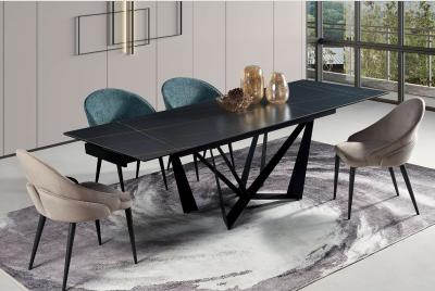 China Italian Modern Marble Ceramic Top Extendable Dinner Table Set Artificial Marble Extending Dining Table for sale