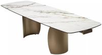 China Extendable Dining Table Sintered Stone Top Stainless Steel Frame 160/220x90x75cm for sale