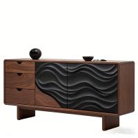 China Nordic Solid Wood TV Cabinet Black Walnut Sideboard 180x40x90 cm for Living Room for sale