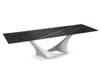 China Factory Extendable Dining Table 160/230cm Ceramic Marble Top Steel Base Modern Luxury 8 Chairs for sale
