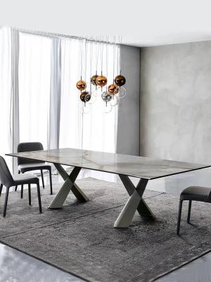 China Modern Ceramic Marble Dining Table 240x110x75 cm for Home Hotel Villa Durable Italy Style for sale