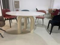 China Natural Marble Rectangular Dining Table 150cm Modern European Villa Steel Base for sale