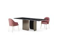 China Modern Dining Table with 8 Chairs 220x100x75 cm 12mm Tempered Glass Top Steel Base for sale