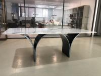 China Customized Rectangular Modern Dining Table with Marble Top Stainless Steel Base Home Apartment Hotel Kitchen Dining Room Furniture for sale
