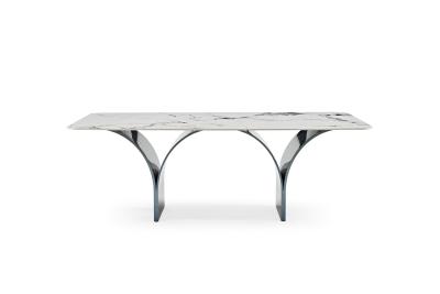 China Metal Dining Room Set Metal Base Marble Dinning Top Dining Table Set With 6 8 10 Chairs Luxury Kitchen Restaurant Furniture for sale