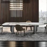 China Modern Luxury Stainless Steel Dining Table with Marble Top for Home Modern Dining Room Furniture for sale