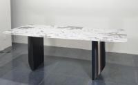 China Modern Luxury Stainless Steel Dining Table with Marble Top for Home Modern Dining Room Furniture for sale