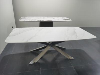 China Italian Luxury High-end Dining Table Set Marble Customizable Modern 6-seater Villa Home Stone Metal Legs for sale