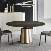 China Home Dining Furniture Round Top Dining Room Set Artificial Marble Top Table Set 6 Chair Dining Table Chair for Home for sale