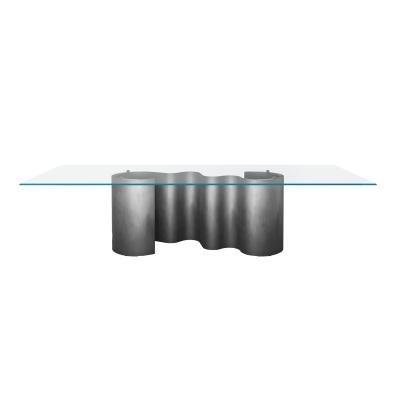 China Wholesale China Manufacture Factory Modern Minimalist Dining Table Glass Top Dining Room Table Suitable for Restaurants and Living Rooms for sale