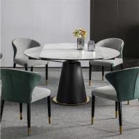 China Modern European Extendable Foldable Convertible Dining Table Sintered Stone Top Metal Legs 6 8 Seater Dining Room Furniture Set for sale
