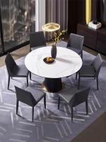 China Modern European Extendable Foldable Convertible Dining Table Sintered Stone Top Metal Legs 6 8 Seater Dining Room Furniture Set for sale