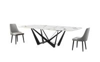 China Custom Modern Light Luxury Metal Legs Ceramic Tabletop Sintered Stone Dining Room Furniture Marble Dining Table Modern Dining Table Set for sale