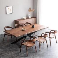 China Custom Nordic Wooden Dining Table and Chairs Walnut Restaurant Dinner Table and Chairs Set Kitchen Furniture for sale