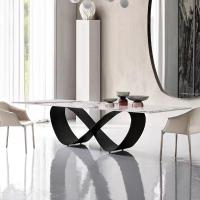 China Sintered Stone Dining Tables and Modern Dining Room Furniture Metal Frame Dinning Table Set With 6 Chairs for sale