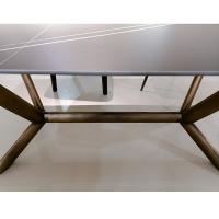 China Modern Design Dining Room Furniture Sintered Stone Rectangular Marble Top Dining Table with Metal Legs for sale