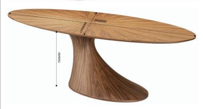 China Modern Walnut Veneer MDF Dining Table 240x120x76 cm for Restaurant Hotel Use for sale