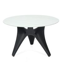 China Modern Sintered Stone Dining Table 135x75cm Marble Top Steel Legs 6-10 Seater Home Hotel for sale