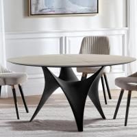 China Modern Sintered Stone Dining Table 135x75cm Marble Top Steel Legs 6-10 Seater Home Hotel for sale
