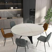 China Modern Sintered Stone Dining Table 135x75cm Marble Top Steel Legs 6-10 Seater Home Hotel for sale