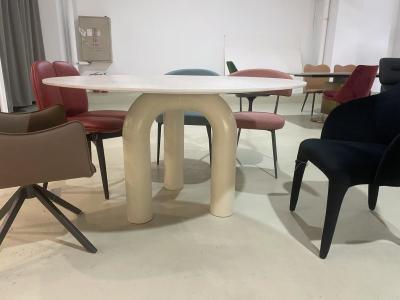 China Large Ceramic Marble Dining Table 135cm Round Sintered Stone Top Restaurant Furniture for sale