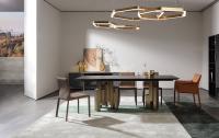 China Nordic Rectangular Ceramic Marble Top Dining Table and Chair Set Modern Villa Dining Room Furniture for sale
