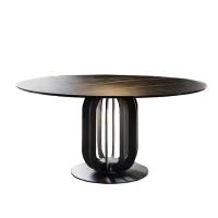 China Modern European Market 12MM Ceramic Sintered Stone Marble Top Dining Table Set with Metal Leg for Kitchen Villa Appartment Use for sale