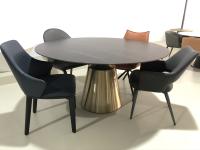 China Modern Ceramic Marble Top 150cm Round Dining Table Stainless Steel Frame Home Dining Table Set Home Furniture Table for sale