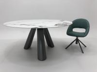 China Italian Luxury Dining Table Set Modern Round-shaped High-end Marble Minimalist 6 8-seater Metal Legs Home Furniture Designed for sale