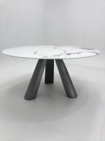 China Italian Luxury Dining Table Set Modern Round-shaped High-end Marble Minimalist 6 8-seater Metal Legs Home Furniture Designed for sale