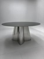 China Modern European Market 12MM Ceramic Sintered Stone Marble Top Dining Table Set with Metal Leg for Kitchen Dining Use for sale