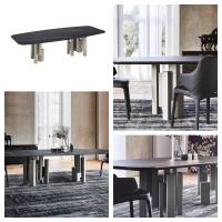 China Sintered Stone Nordic Style Dining Table Modern Marble Ceramic Top Rectangle Dining Room Home Furniture Dining Table and Chair Set for sale