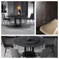 China Modern Luxury Golden Dining Table Set 12 Seater Foshan China Metal Interior Furniture Marble Ss Dining Table and Chair for Restaurant for sale