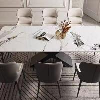 China Italian Style Furniture Luxury Dining Table Set 4 6 8 Chairs Restaurant Dining Table and Chair Set Stainless Steel Marble Dining Table for sale