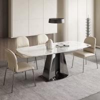 China Hot Selling Dining Table with 8 Chairs 12mm Ceramic Marble Table Top Wholesale Modern Home Furniture Rectangle Dining Table Set for sale