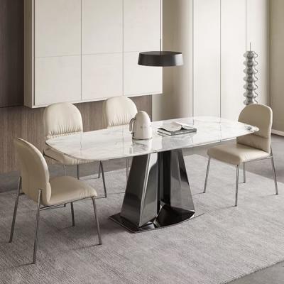 China Hot Selling Dining Table with 8 Chairs 12mm Ceramic Marble Table Top Wholesale Modern Home Furniture Rectangle Dining Table Set for sale