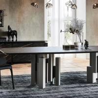 China Italian Engineered Stainless Steel Stone Modern Dining Table Chair Set Durable Easy Installation High-End Rectangular Design for sale