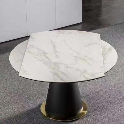 China Luxury Round Dining Table Set With Sintered Stone Top Modern Design 6 Seats Durable & Eco-Friendly 10-Year Warranty for sale